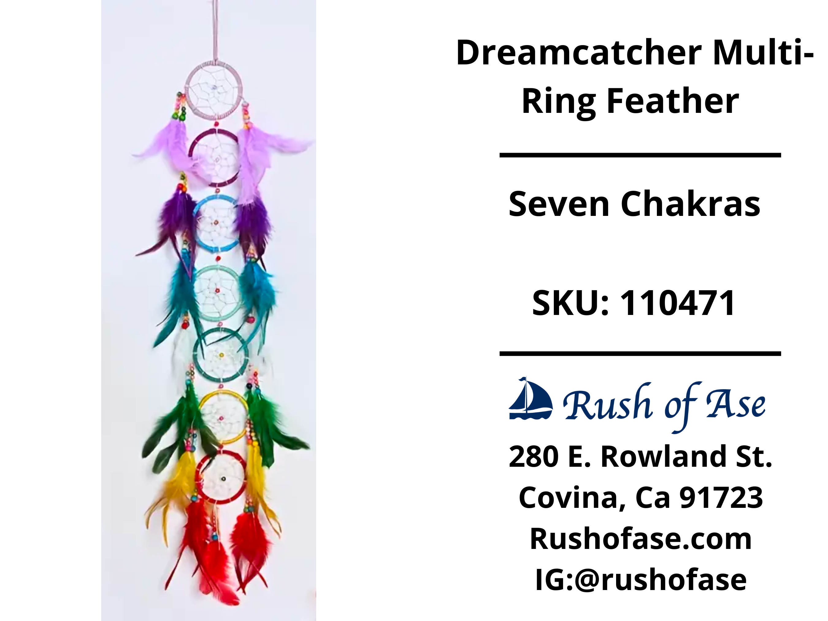 Dreamcatcher Multi-Ring Feather | Seven Chakras – Rush of Ase