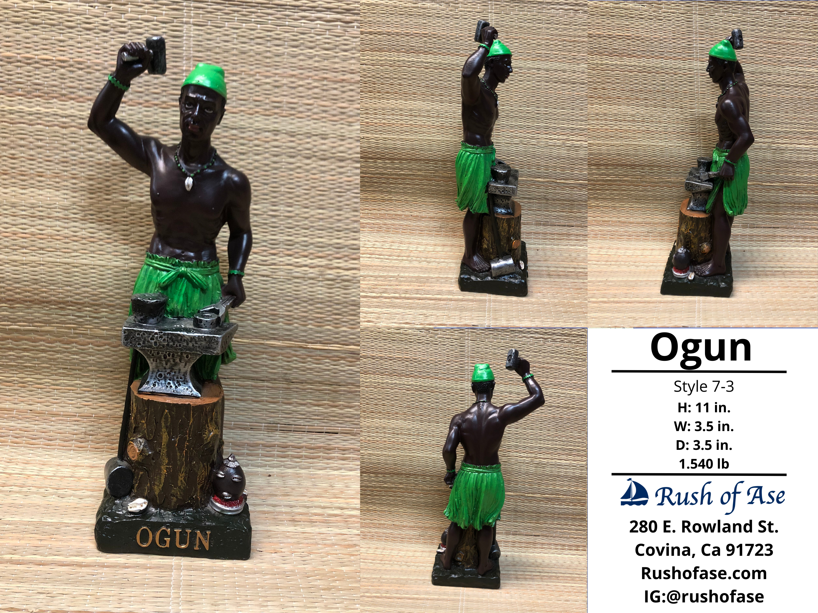 Orisa Statues | Ogun Resin Statue - 11" | Style 7-3 – Rush of Ase