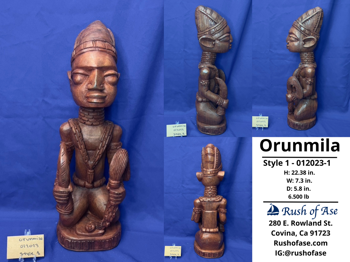 Orisa Statues | Orunmila Wood Statue - Style 1 – Rush of Ase